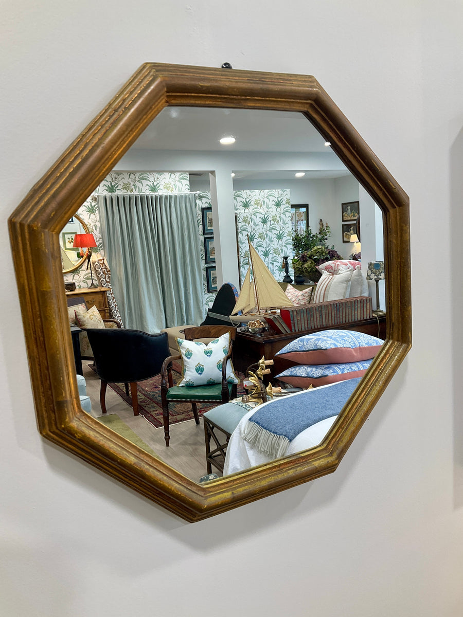 An Aged Octagonal Gold Gilt Mirror – Kit & Caboodle NZ